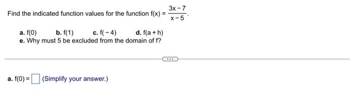 Solved Find The Indicated Function Values For The Function
