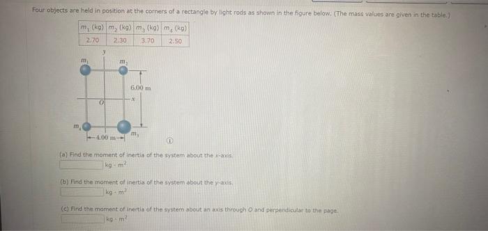 Solved Four objects are held in position at the comers of a | Chegg.com