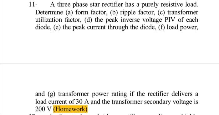 Solved 11- A three phase star rectifier has a purely | Chegg.com