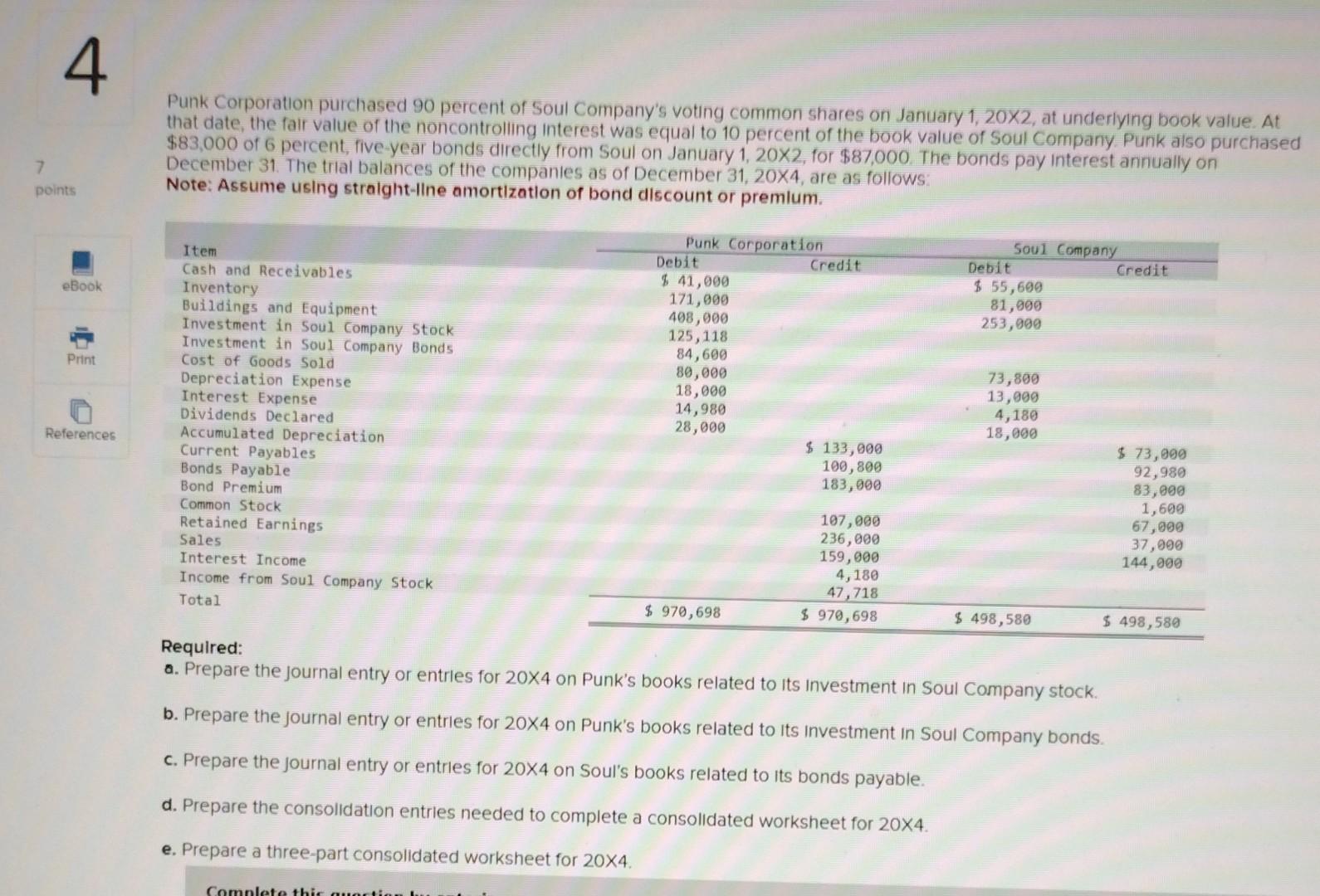 Solved Punk Corporation purchased 90 percent of Soul | Chegg.com