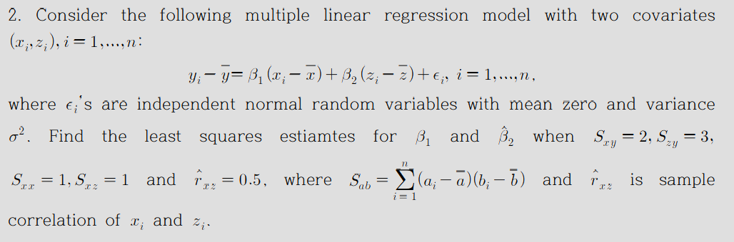 Solved Consider the following multiple linear regression | Chegg.com