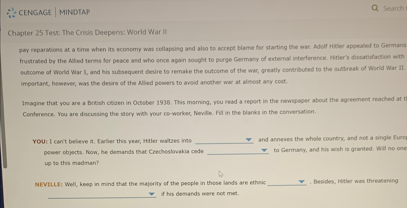 Solved CENGAGE | ﻿MINDTAPChapter 25 ﻿Test: The Crisis | Chegg.com