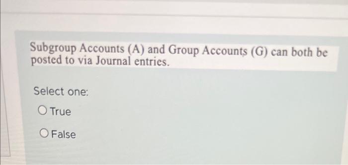 Solved Subgroup Accounts (A) and Group Accounts (G) can both | Chegg.com