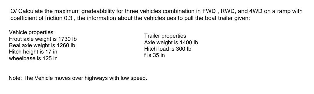 Solved step by step and Draw the vehicle and trailer free | Chegg.com