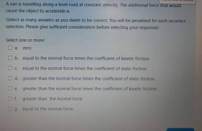 Solved A van is travelling along a level road at constant | Chegg.com