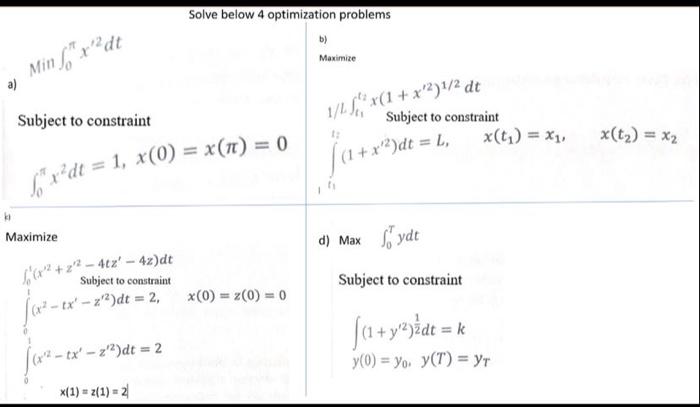 Solved Solve below 4 optimization problems a) (a) Maximize | Chegg.com