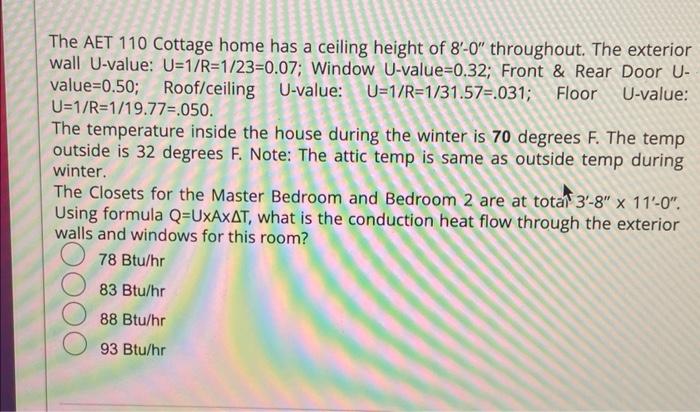 The AET 110 Cottage home has a ceiling height of | Chegg.com