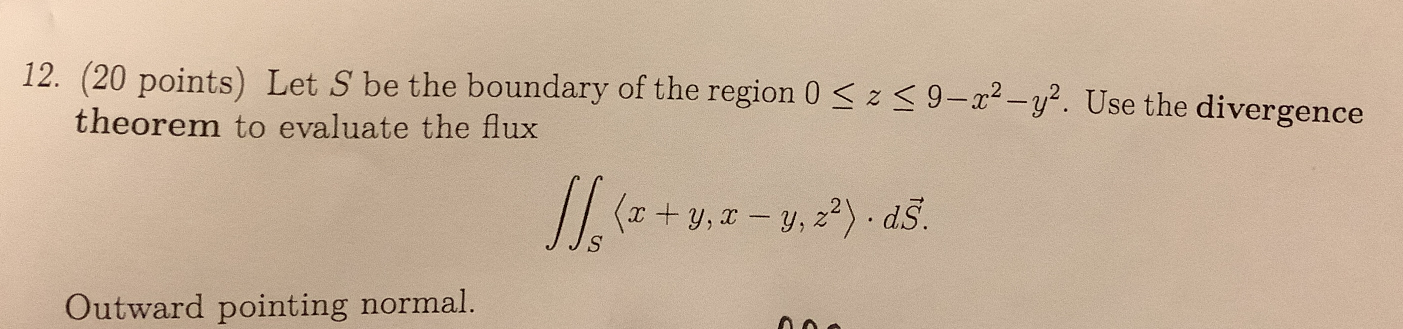 Solved (20 ﻿points) ﻿Let S ﻿be the boundary of the region | Chegg.com