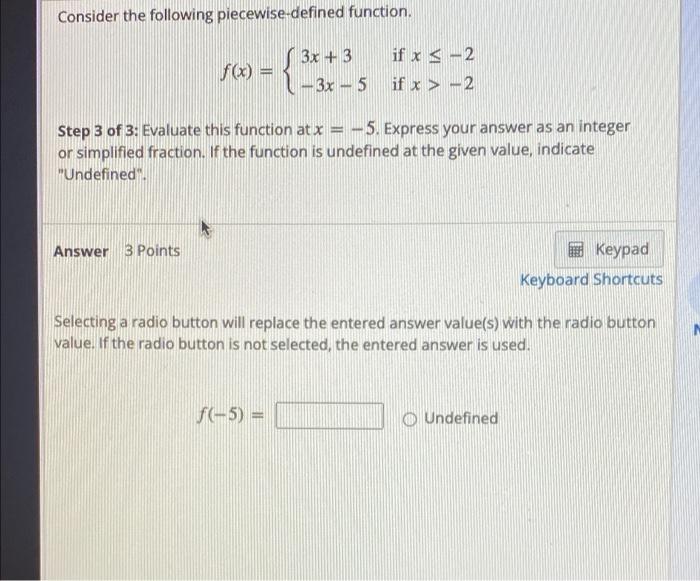 Solved Consider the following piecewise-defined function. | Chegg.com