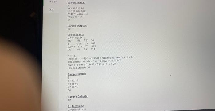 Solved Given a square matrix A of size N*N and an integer X, | Chegg.com