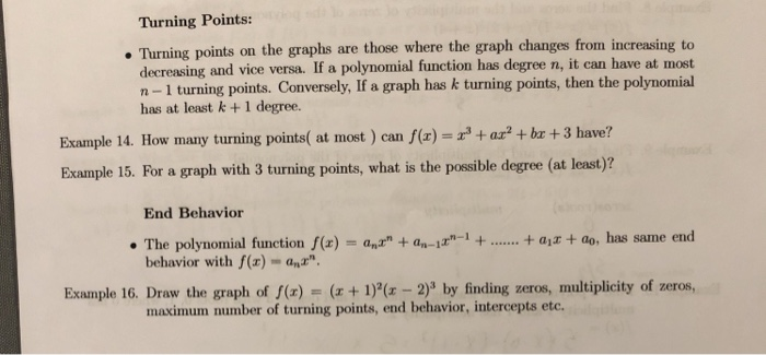 Solved Turning Points: . Turning points on the graphs are | Chegg.com
