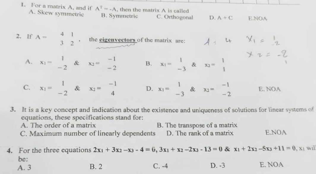 Solved For a matrix ???, ﻿and if ΛT=-Λ, ﻿then the matrix ??? | Chegg.com