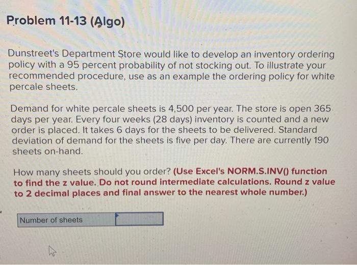 Solved Problem 11-21 (Algo) Item X is a standard item | Chegg.com