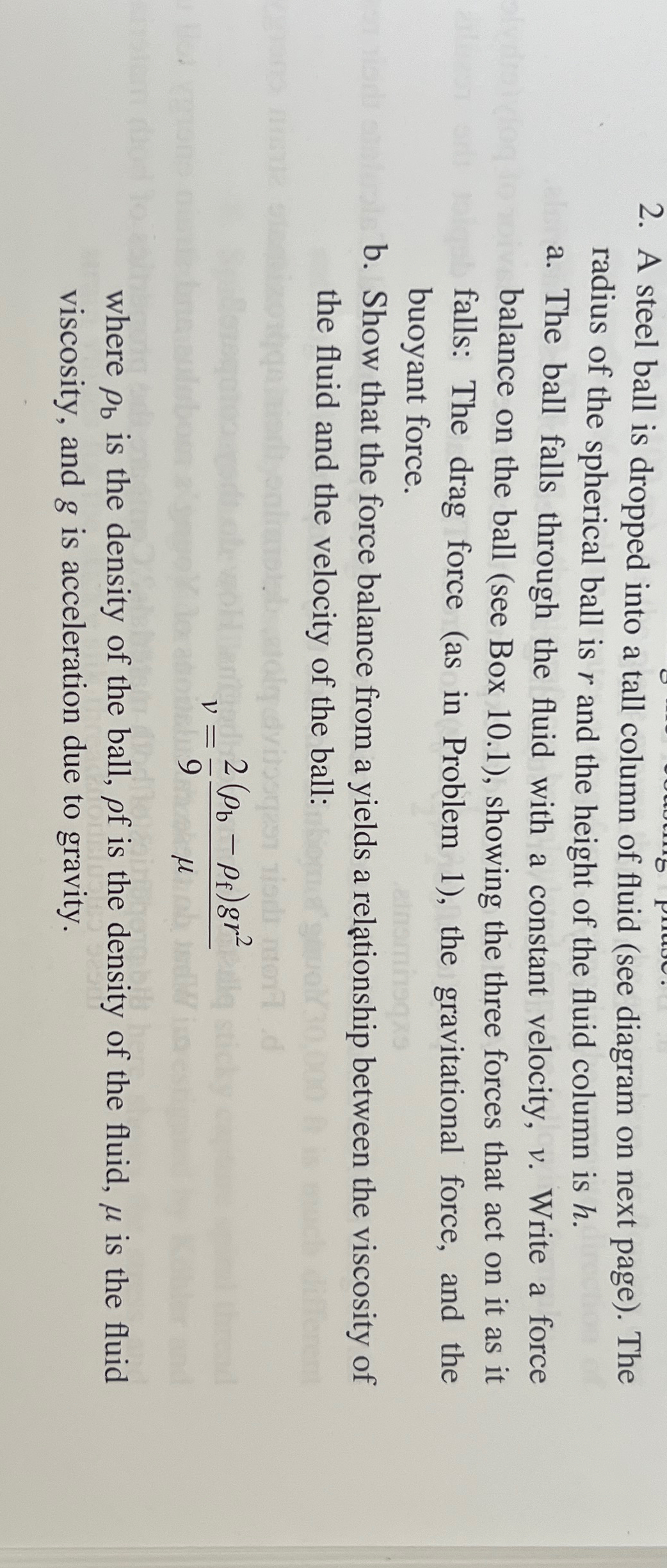 Solved A steel ball is dropped into a tall column of fluid | Chegg.com