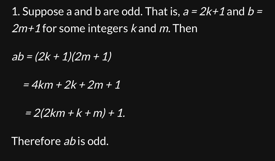 Solved Suppose a and b ﻿are odd. That is, a=2k+1 ﻿and | Chegg.com