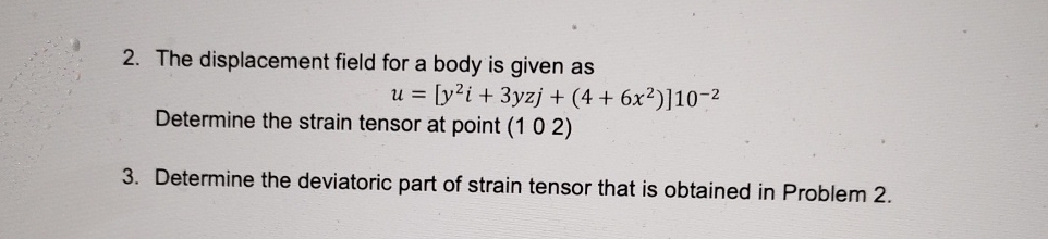 Solved The displacement field for a body is given | Chegg.com