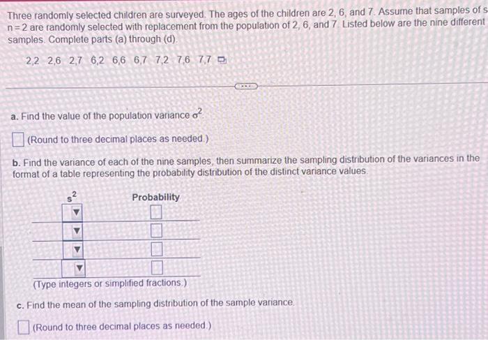 Solved Three randomly selected children are surveyed. The | Chegg.com