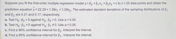 Solved Suppose you fit the first-order multiple regression | Chegg.com