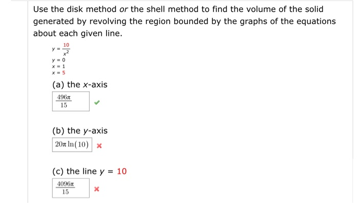 Solved Use the disk method or the shell method to find the | Chegg.com