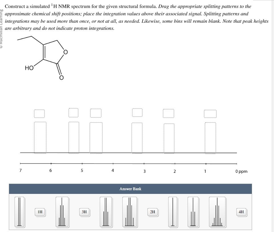 Construct a simulated ?1H ﻿NMR spectrum for the given | Chegg.com
