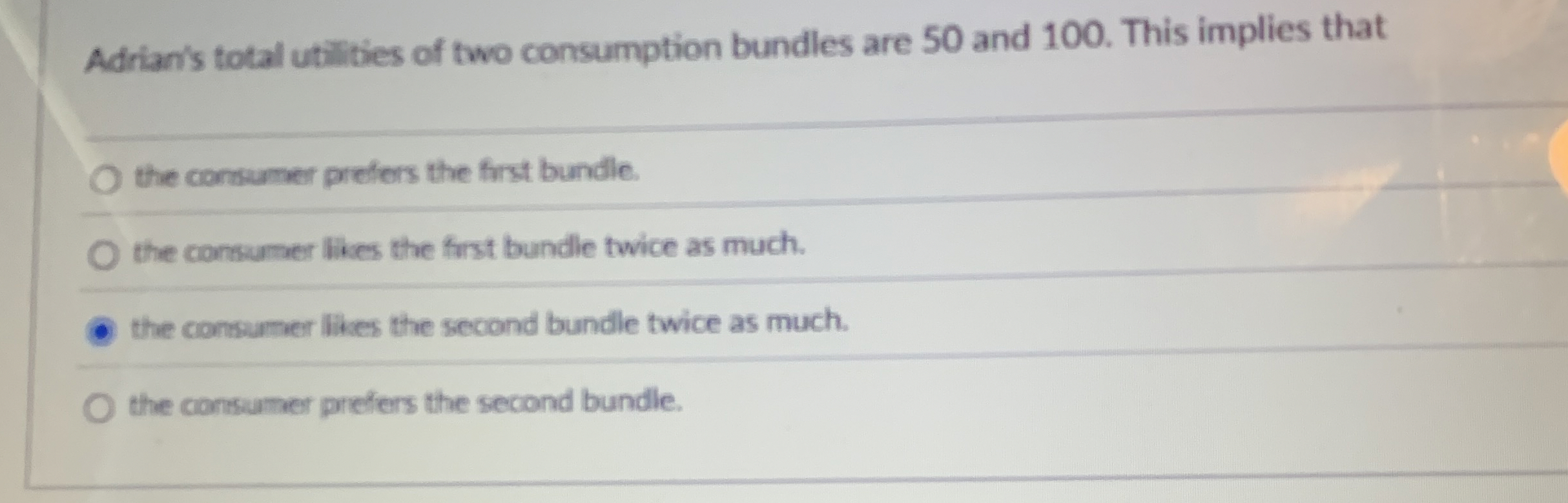 Solved Adrian's total utilities of two consumption bundles | Chegg.com