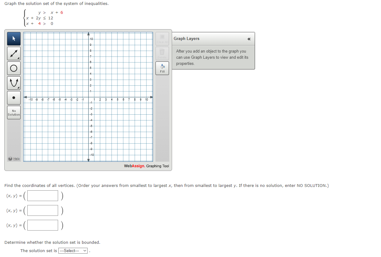 y>x+6x+2y≤12x+4>0Graph LayersAfter you add an object | Chegg.com