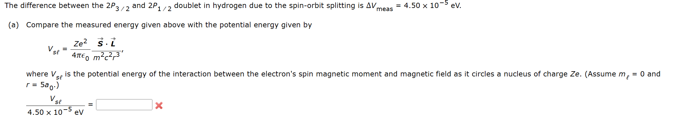 Solved The difference between the 2P32 ﻿and 2P12 ﻿doublet in | Chegg.com
