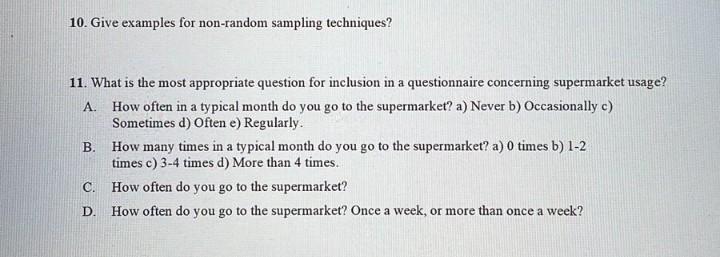 Solved 10. Give examples for non-random sampling techniques? | Chegg.com