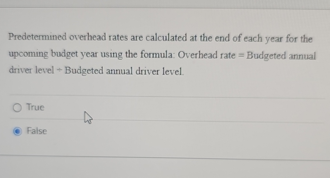 Solved Predetermined overhead rates are calculated at the | Chegg.com