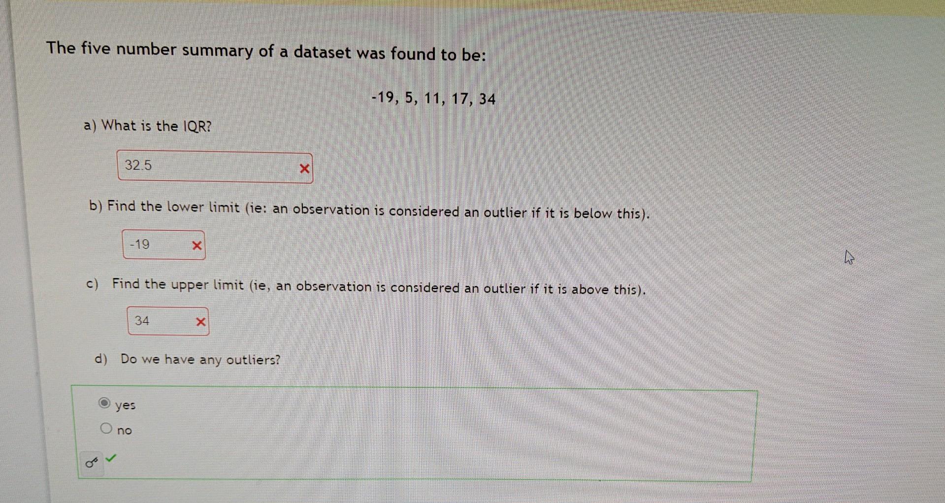 Solved The five number summary of a dataset was found to be: | Chegg.com