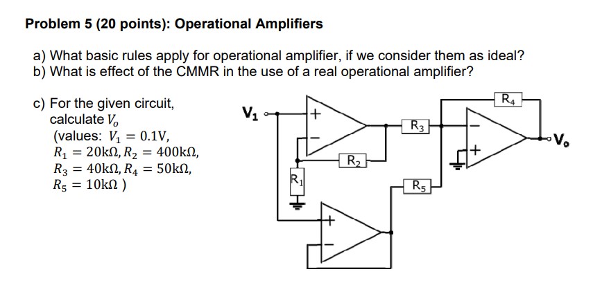 Solved Problem 5 (20 ﻿points): Operational Amplifiersa) | Chegg.com