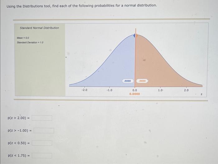 Solved Using the Distributions tool, find each of the | Chegg.com