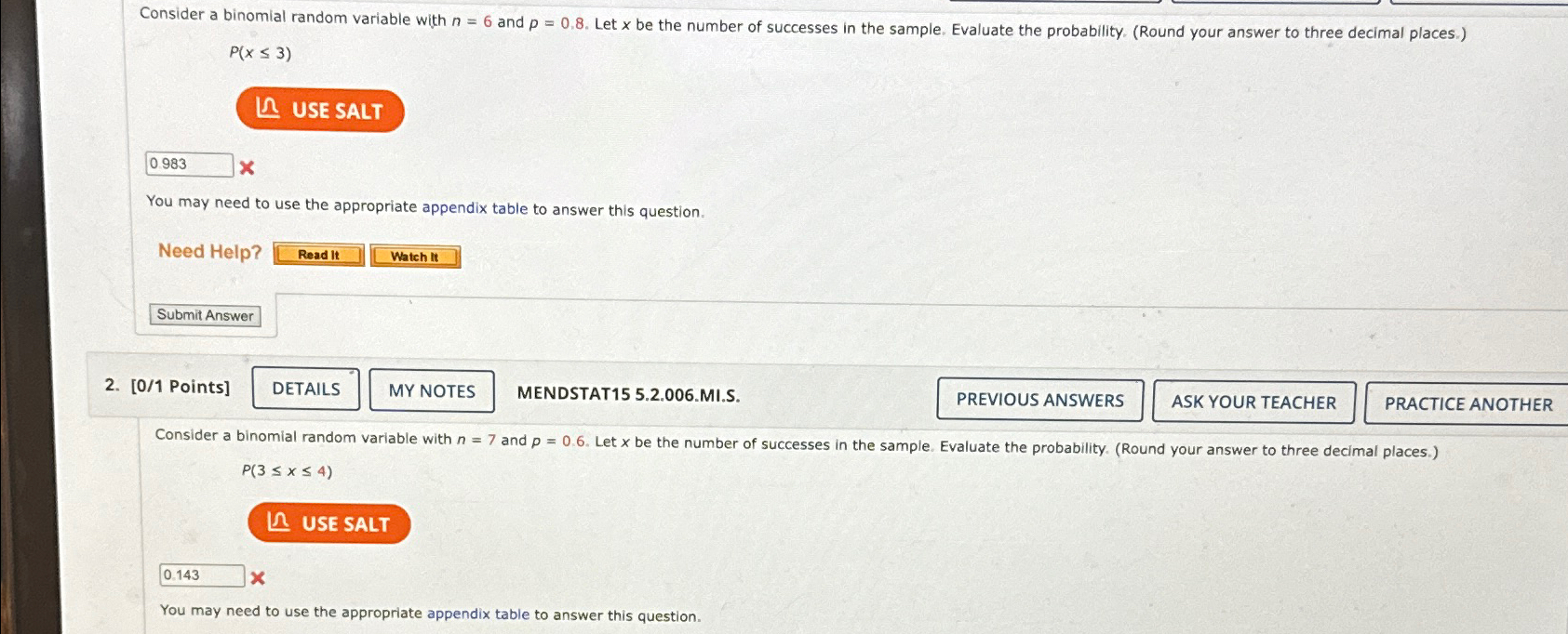 Solved Consider a binomial random variable with n=6 ﻿and | Chegg.com