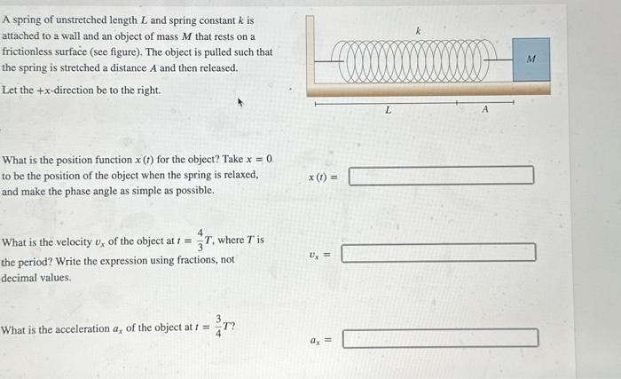 Solved A spring of unstretched length L and spring constant | Chegg.com