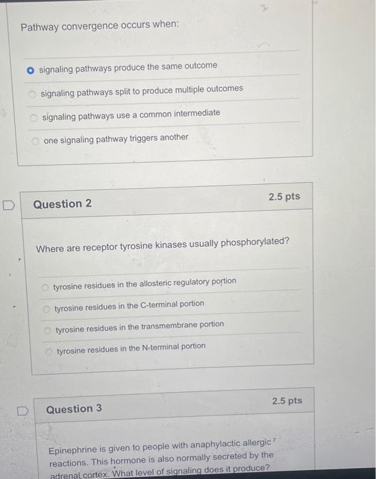 Solved Pathway convergence occurs when: signaling pathways | Chegg.com