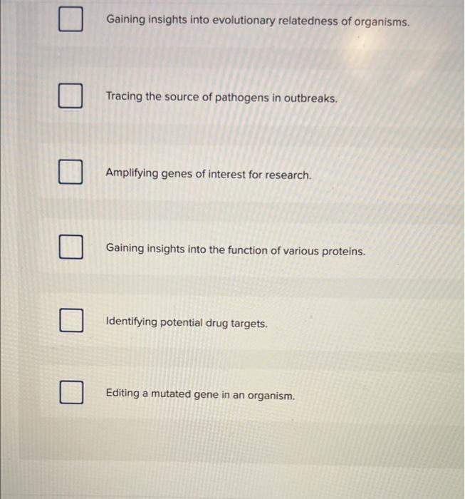 Solved Which of the following are applications of DNA | Chegg.com