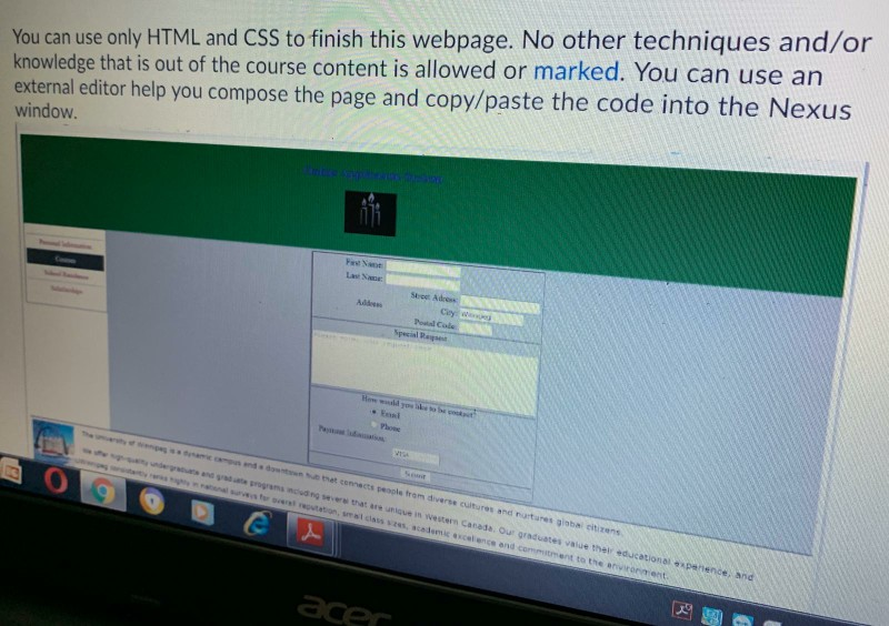 Solved You can use only HTML and CSS to finish this webpage. | Chegg.com