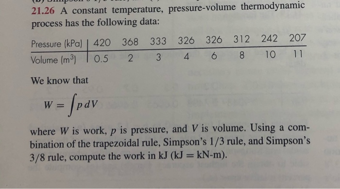 Solved 21.26 A constant temperature, pressure-volume | Chegg.com