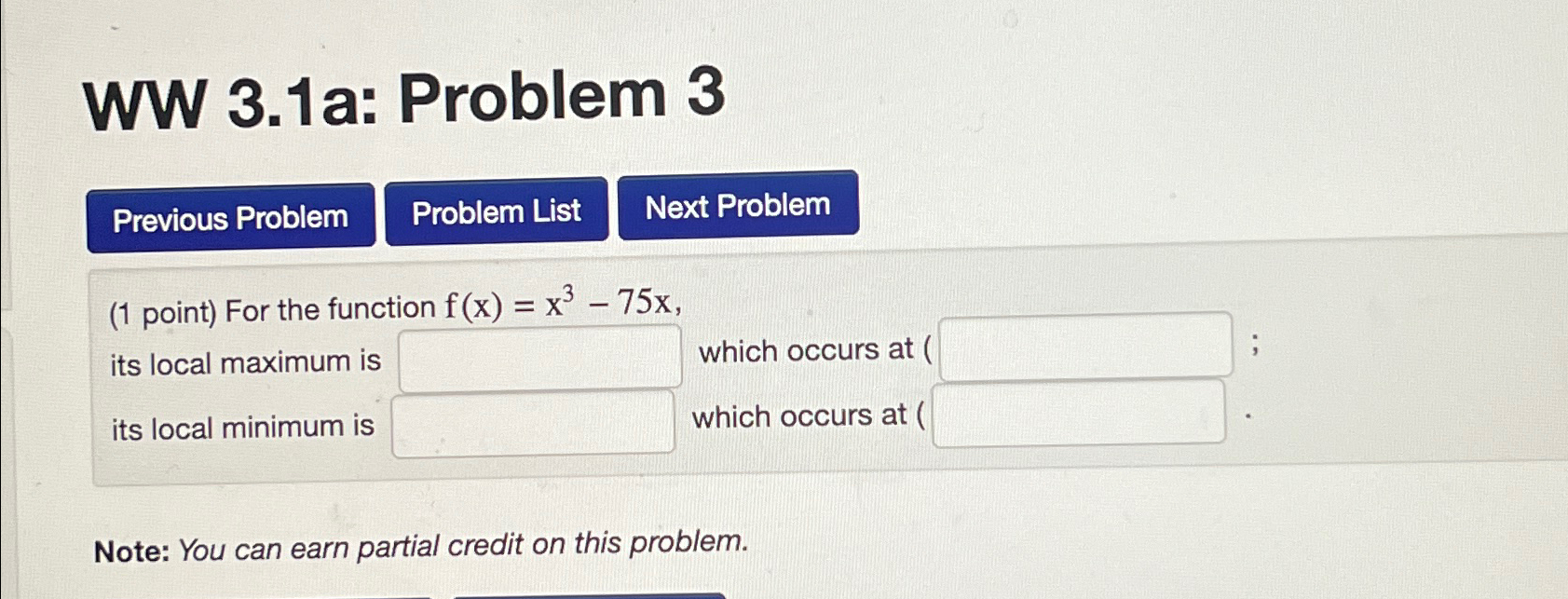 Solved WW 3.1a: Problem 3(1 ﻿point) ﻿For the function | Chegg.com