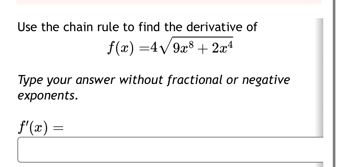 Solved Use the chain rule to find the derivative | Chegg.com