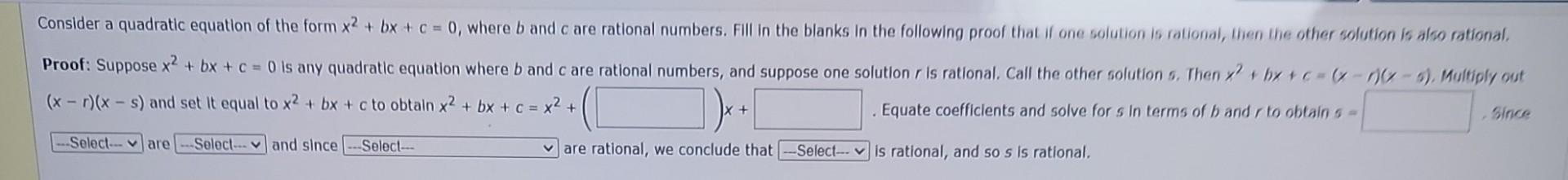 Solved Consider A Quadratic Equation Of The Form X2 Bx C 0
