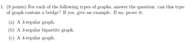 Solved 1. (8 points) For each of the following types of | Chegg.com