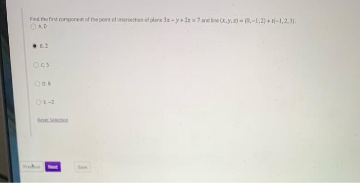 Solved Find the first component of the point of intersection | Chegg.com