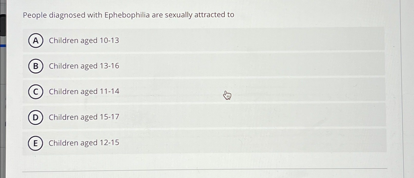 Solved People diagnosed with Ephebophilia are sexually | Chegg.com