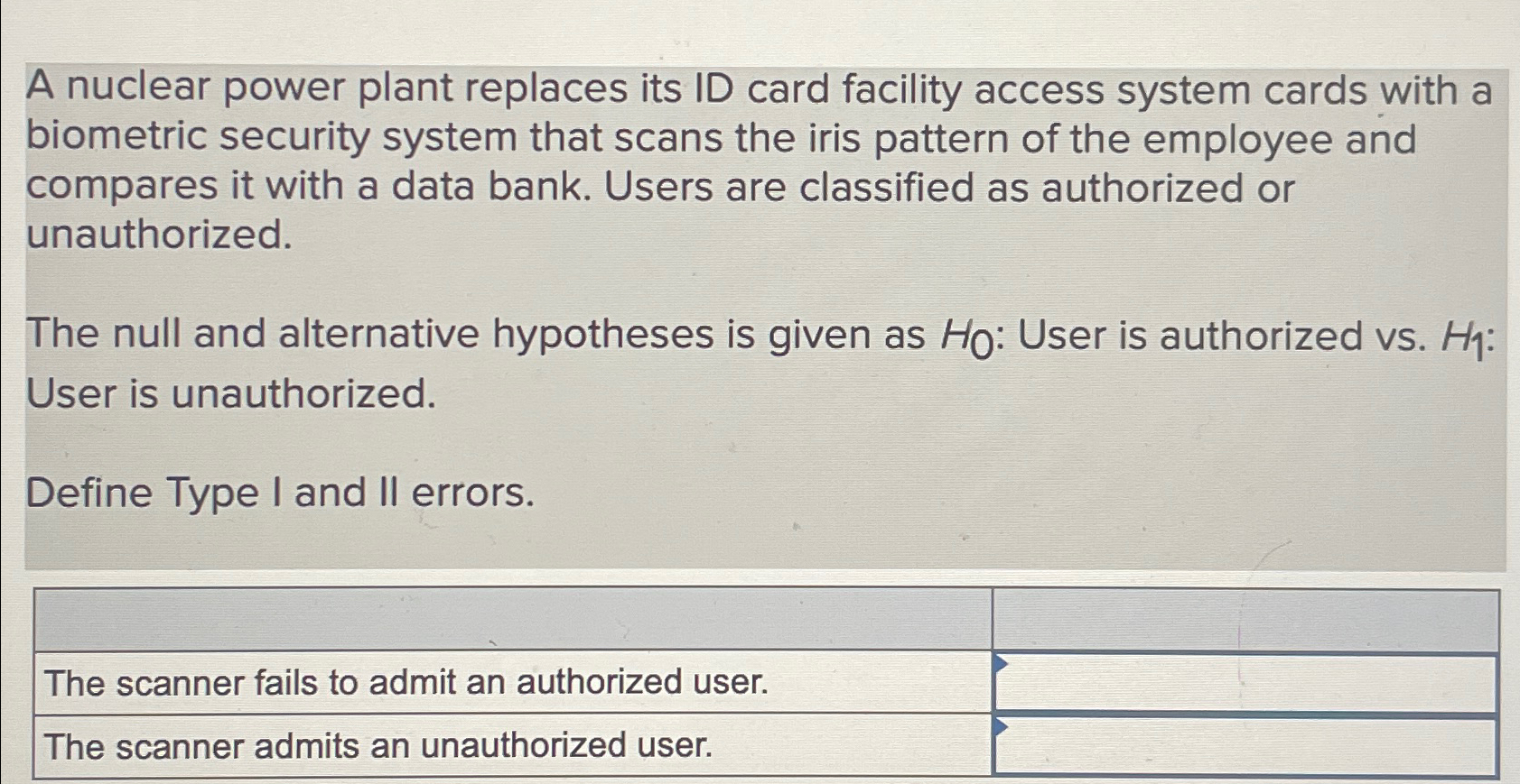 Solved A nuclear power plant replaces its ID card facility | Chegg.com