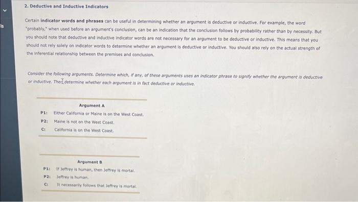 2. Deductive and Inductive Indicators Certain | Chegg.com