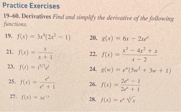 Solved 19-60. Derivatives Find and simplify the derivative | Chegg.com
