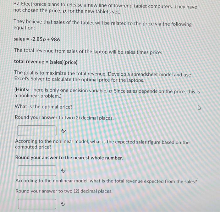 Solved B∠ tlectronics plans to release a new line of low-end | Chegg.com