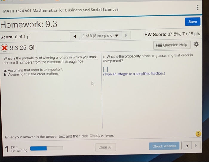 Solved MATH 1324 V01 Mathematics for Business and Social | Chegg.com