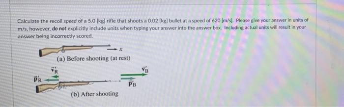 Solved Calculate the recoil speed of a 5.0 [kg) rifle that | Chegg.com